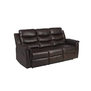 Verfur 2 Pieces Faxu Leather Sofa, 3 Seater Manual Reclining Motion Couch and Loveseat with Storage Console & Cup Holders for Living Room/Office/RV Theater Seating Furniture Set, Brown