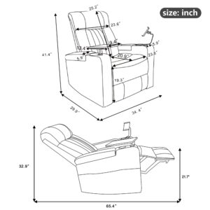 Merax 270¡ã Power Swivel Recliner,Home Theater Seating with Hidden Arm Storage and LED Light Strip,Cup Holder,360¡ã Swivel Tray Table,and Cell Phone Holder,Soft Living Room Chair,Black