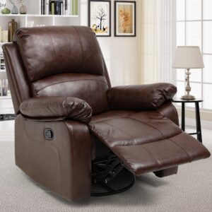 yitahome swivel glider rocker recliner chair for nursery，manual swivel rocking recliner，mordern home theater seating soft pu reclining chairs for living room，brown