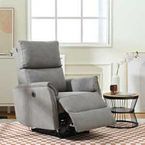 electric rocking recliner chair sofa,upholstered foam lounge single sofa,modern small rocking swivel recliner chair for bedroom,living room chair home office theater seat,side pocket (light gray)