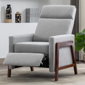 Polibi 2Pcs Adjustable Recliner Chair, Linen Fabric Home Theater Seating with Thick Seat Cushion/Adjustable Backrest/Retractable Footrest, Modern Living Room Recliners, Grey