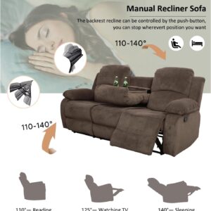 AYCP Corduroy Living Room Furniture Set Reclining Sofa Set Loveseat Furniture Sets in Living Room Sofa Recliners (3 Pieces, Taupe Corduroy)