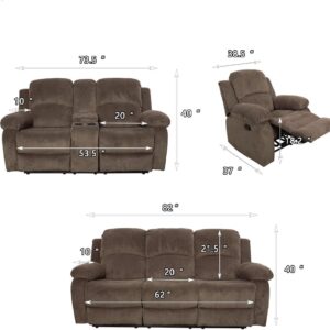 AYCP Corduroy Living Room Furniture Set Reclining Sofa Set Loveseat Furniture Sets in Living Room Sofa Recliners (3 Pieces, Taupe Corduroy)