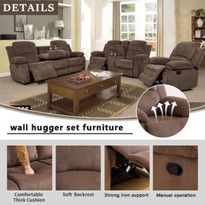 AYCP Corduroy Living Room Furniture Set Reclining Sofa Set Loveseat Furniture Sets in Living Room Sofa Recliners (3 Pieces, Taupe Corduroy)