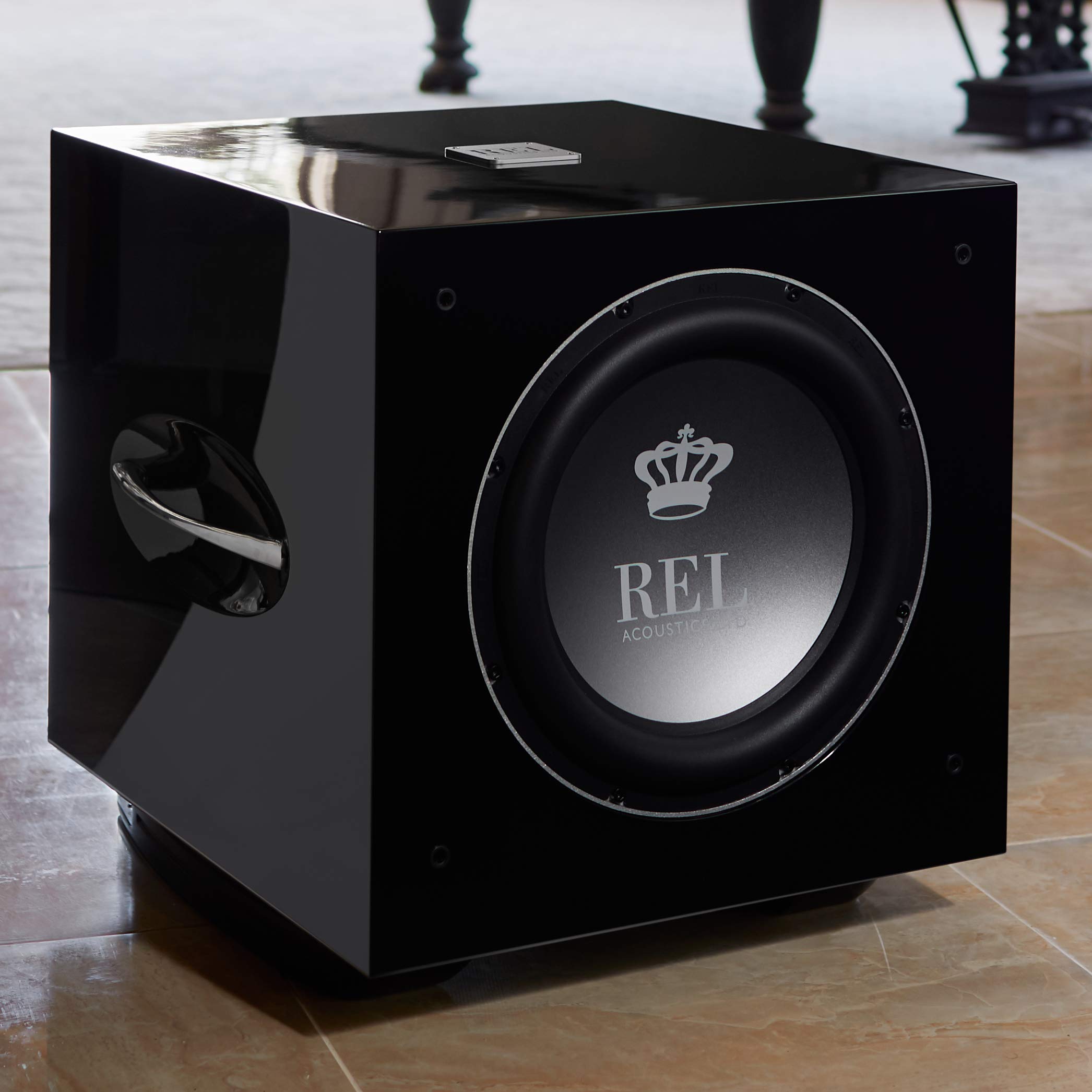 REL Acoustics S/812 Subwoofer, AirShip Wireless Compatible, Black Lacquer