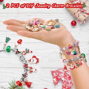 Howcow Christmas Advent Calendar Bracelets 2024, 24 Days Xmas Countdown Calendar with 2pcs DIY Charm Bracelets Kits, Christmas Surprise for Girls Kids Teens Adult Women