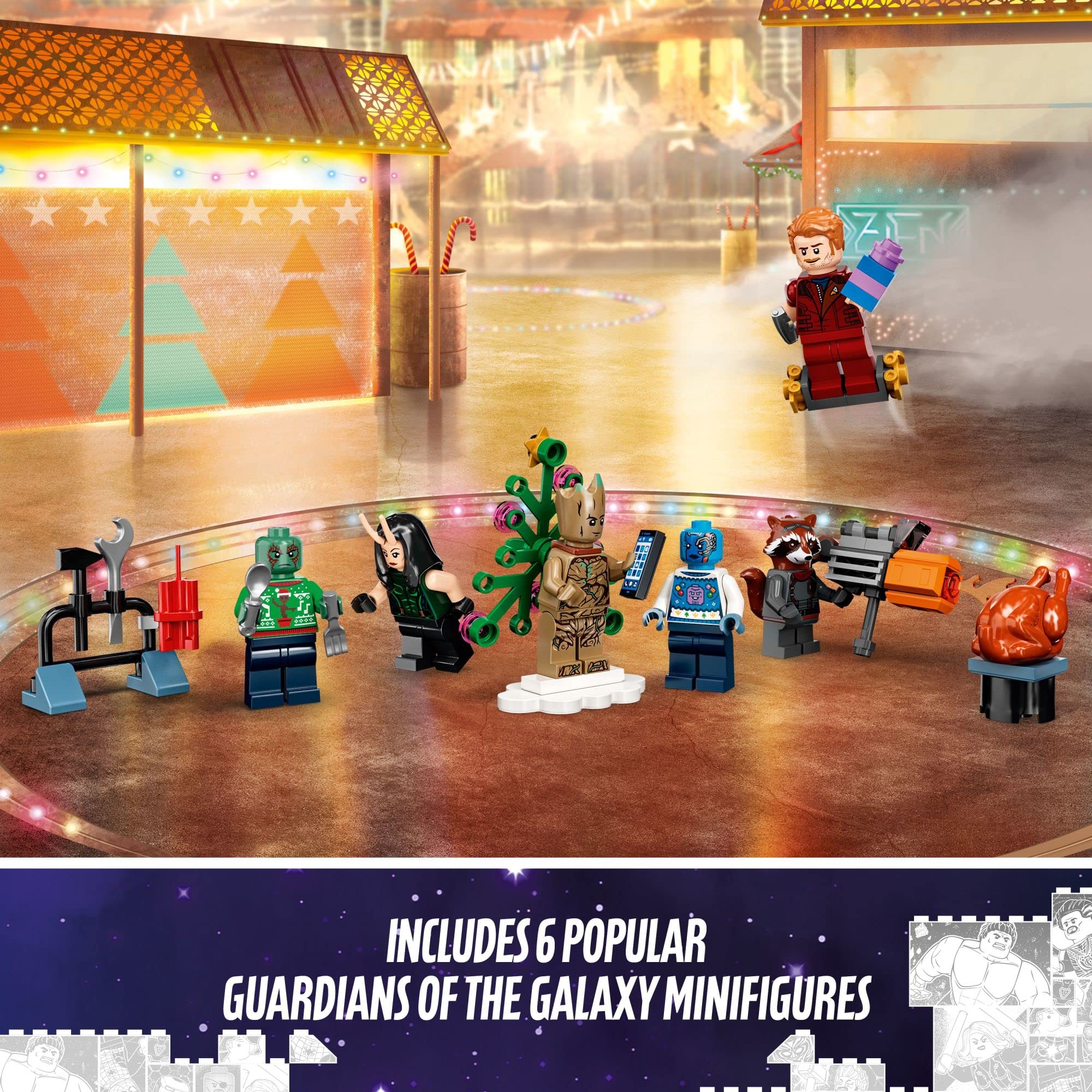 LEGO Marvel Studios’ Guardians of The Galaxy 2022 Advent Calendar 76231 Building Toy Set and Minifigures for Kids, Boys and Girls, Ages 6+ (268 Pieces)