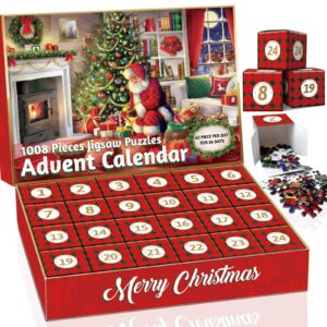 advent calendar 2023, christmas scene jigsaw puzzles 24 days countdown calendars for kids, boys, girls, teens, over 1000 pieces puzzle advent calendar 2023 adult, parents, xmas gift for 5-7, 8-12 (m7)