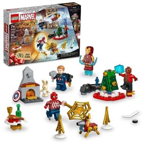 lego marvel avengers 2023 advent calendar 76267 holiday countdown playset with daily collectible surprises and 7 super hero minifigures such as doctor strange, captain america, spider-man and iron man