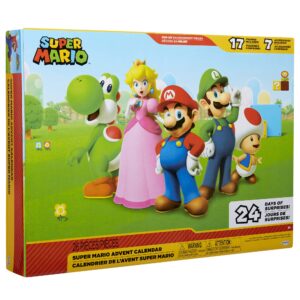 super mario nintendo advent calendar christmas holiday calendar with 17 articulated 2.5” action figures & 7 accessories, 24 day surprise countdown with pop-up environment [amazon exclusive]