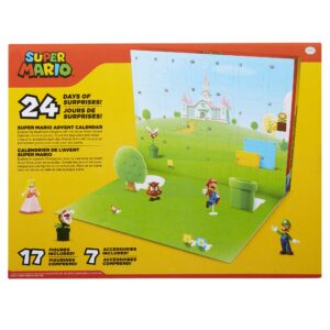 Super Mario Nintendo Advent Calendar Christmas Holiday Calendar with 17 Articulated 2.5” Action Figures & 7 Accessories, 24 Day Surprise Countdown with Pop-Up Environment [Amazon Exclusive]