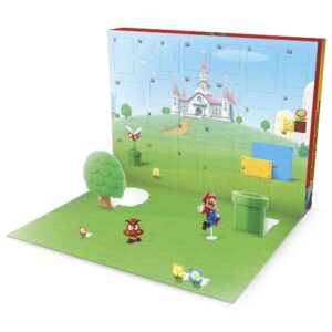 Super Mario Nintendo Advent Calendar Christmas Holiday Calendar with 17 Articulated 2.5” Action Figures & 7 Accessories, 24 Day Surprise Countdown with Pop-Up Environment [Amazon Exclusive]