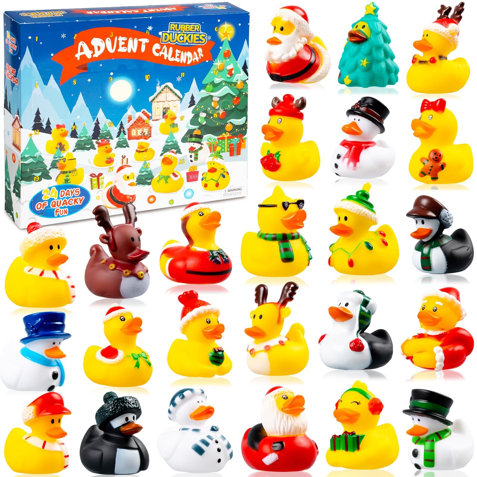 2023 Advent Calendar Christmas Ducks - 24pcs Rubber Duck Advent Calendar 25 Days of Christmas Countdown Duck Toys for Christmas Party Favors Kids Toddlers Adults