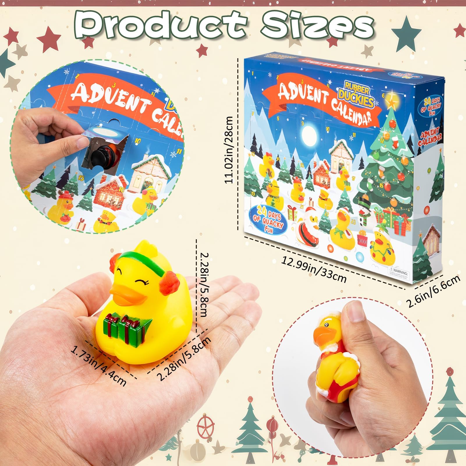 2023 Advent Calendar Christmas Ducks - 24pcs Rubber Duck Advent Calendar 25 Days of Christmas Countdown Duck Toys for Christmas Party Favors Kids Toddlers Adults