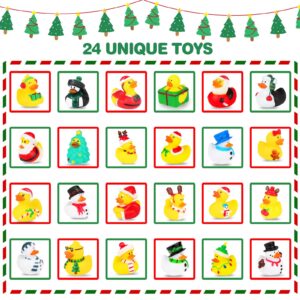 Advent Calendar 2023 Christmas Ducks - 24 Days Christmas Countdown with 24 Santa Xmas Rubber Ducks Bath Toys, Christmas Gifts Party Favors for Boys, Girls, Toddlers and Kids