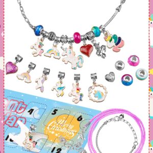 Advent Calendar 2023 Girls Unicorn Charm Bracelets Making Kit, 24 Days of Christmas Advent Calendars for Teens Kids Age 4-12, Unicorns Gifts for Girls 4 5 6 7 8-10 Girl Craft Toys Countdown Calender.