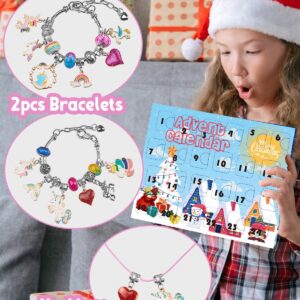 Advent Calendar 2023 Girls Unicorn Charm Bracelets Making Kit, 24 Days of Christmas Advent Calendars for Teens Kids Age 4-12, Unicorns Gifts for Girls 4 5 6 7 8-10 Girl Craft Toys Countdown Calender.