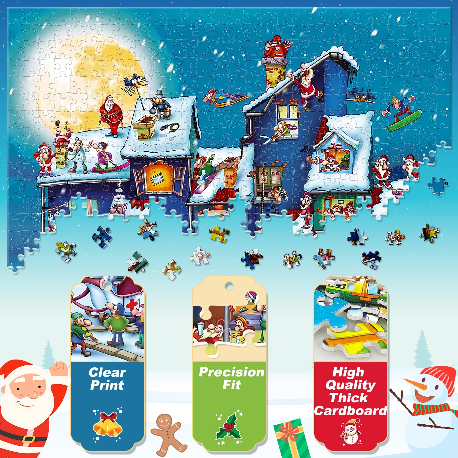 Advent Calendar 2023 Christmas Puzzles for Kids and Adults, 2023 Christmas 24 Days Countdown Calendars, Christmas Gifts for Boys Girls,1008 Pieces Christmas Puzzle in 24 Boxes,Christmas