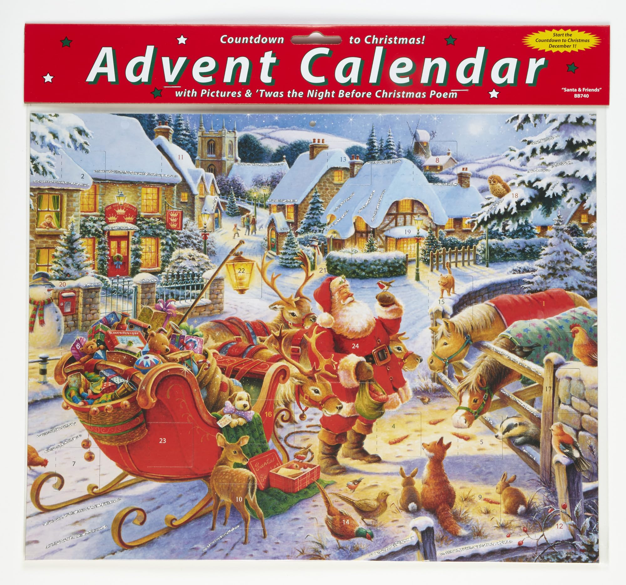 Santa & Friends Advent Calendar (Countdown to Christmas) by Vermont Christmas Company with 'Twas the Night Before Christmas' Poem