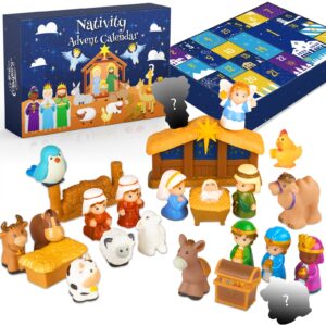 nativity advent calendar 2023 kids, christmas story nativity playset christian advent calendar for toddlers, kids, boys, girls, 25pcs nativity scene set toys for children ages 1 2 3 4 5 6+