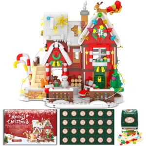 advent calendar 2023 building blocks kit - christmas cottage, 24 boxes 1393 pcs christmas countdown calendar building toys, christmas toy building sets christmas gifts decorations for boys girls