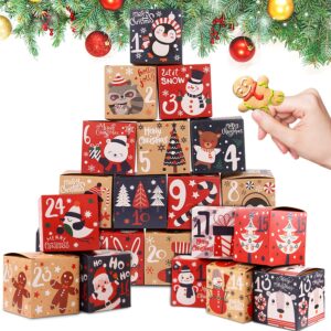 lokipa christmas advent calendar boxes, 24 days kraft paper advent countdown gift boxes for kids and family