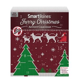 smartbones holiday advent calendar 24 count, made with real chicken, rawhide-free chews for small dogs, 1 count (pack of 1)