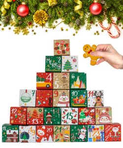 24 pcs diy christmas advent calendar boxes, 24 days advent countdown gift boxes, christmas cardboard number boxes for kids and family, xmas holiday decoration.