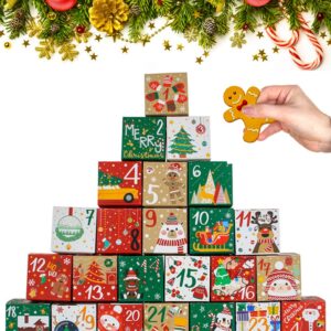 24 Pcs DIY Christmas Advent Calendar Boxes, 24 Days Advent Countdown Gift Boxes, Christmas Cardboard Number Boxes for Kids and Family, Xmas Holiday Decoration.