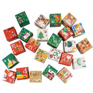 24 Pcs DIY Christmas Advent Calendar Boxes, 24 Days Advent Countdown Gift Boxes, Christmas Cardboard Number Boxes for Kids and Family, Xmas Holiday Decoration.