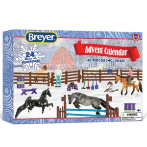 breyer horses 2023 holiday collection | advent calendar - horse play set | 35 hidden treasures | 7 horses, 2 foals, 1 unicorn | model #700728