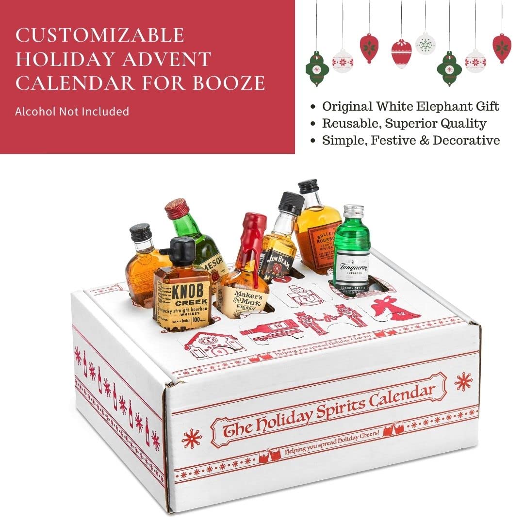 Advent Calendar for Alcohol & Adults | Gift Booze & Wine for Christmas 2023 | Great White Elephant & Holiday Party Hostess Present Idea | Alcohol Not Included