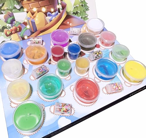 PANSHAN Fidget Advent Calendar 2023 Crystal Slime Christmas Countdown Calendar Toys Holiday Set 24 Days Xmas Surprise Gift Toys for Kids Girls Boys Ages 3 4 5 6 7 8 9+