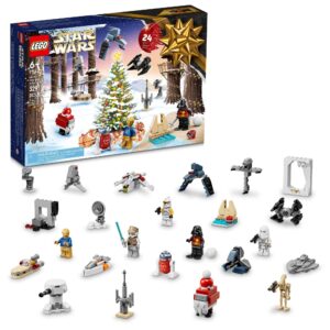 lego star wars 2022 advent calendar 75340 building toy set for kids, boys and girls, ages 6+, 8 characters and 16 mini builds (329 pieces)