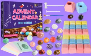 jelmok advent calendar 2024, gemstone dig kit, valentines day cards for kids,dig up 24 real gems,24 days natural crystal countdown calendar educational science kits for kids boys girls