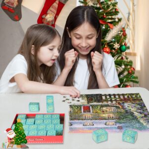 Wowok Advent Calendar 2024 Christmas Jigsaw Puzzles- The Christmas Cottage Holiday Puzzles for Adults Kids, 24 Parts 1008 Pieces Jigsaw Puzzles Gift for Countdown to Christmas