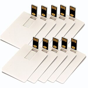 wafer usb bussiness card flash drive blank diy memory stick wholesale bulk pack 10 (16gb usb 3.0, white)