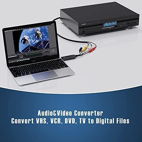 Capture Card, USB Video Capture Card Device, Audio Video Converter Grabber for RCA to USB-Convert VHS Mini DV VCR Hi8 DVD to Digital, for PC TV Tape Player Camcorder, MAC Windows Vista Compatible