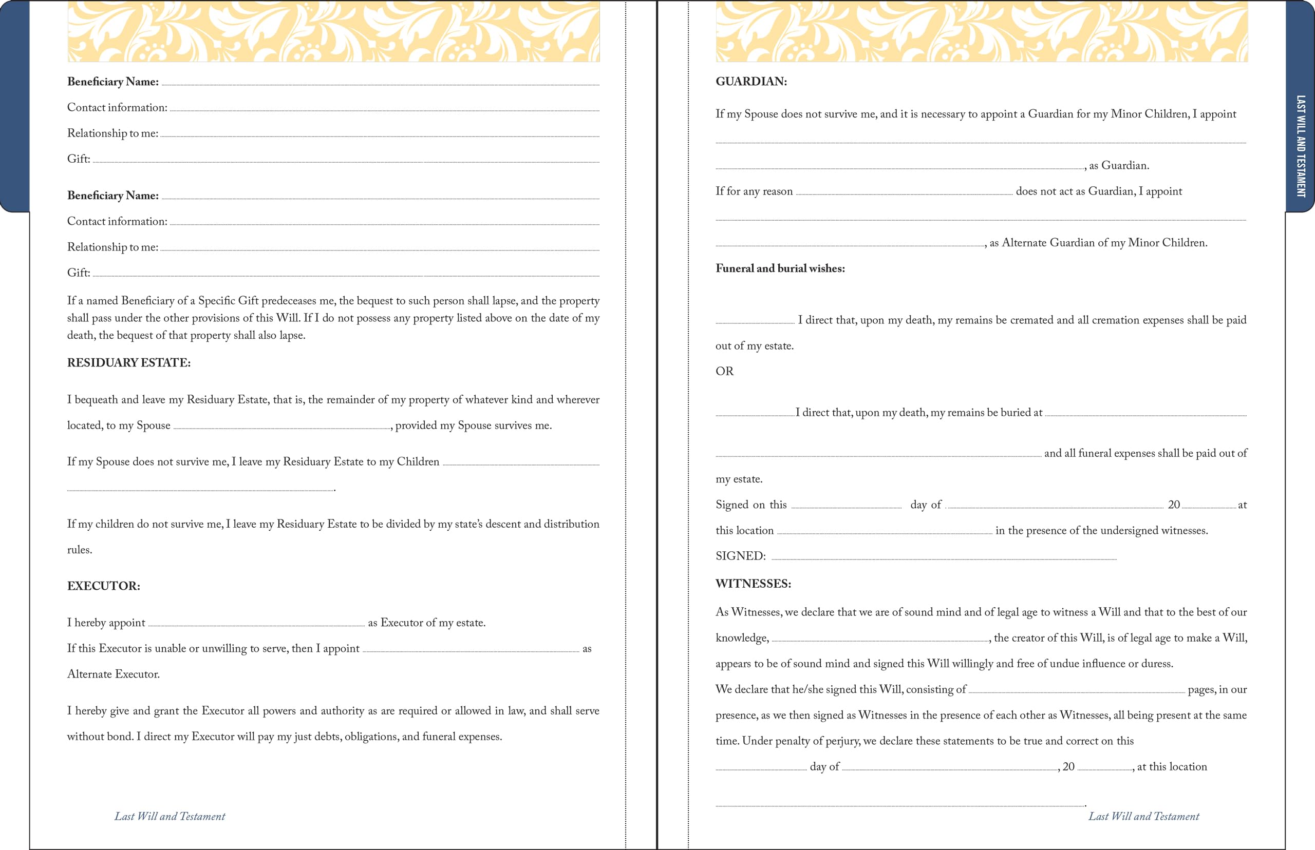 My Family Estate Legal Document Kit (includes Last Will and Testament, Health Care Proxy, and Legal Power of Attorney)