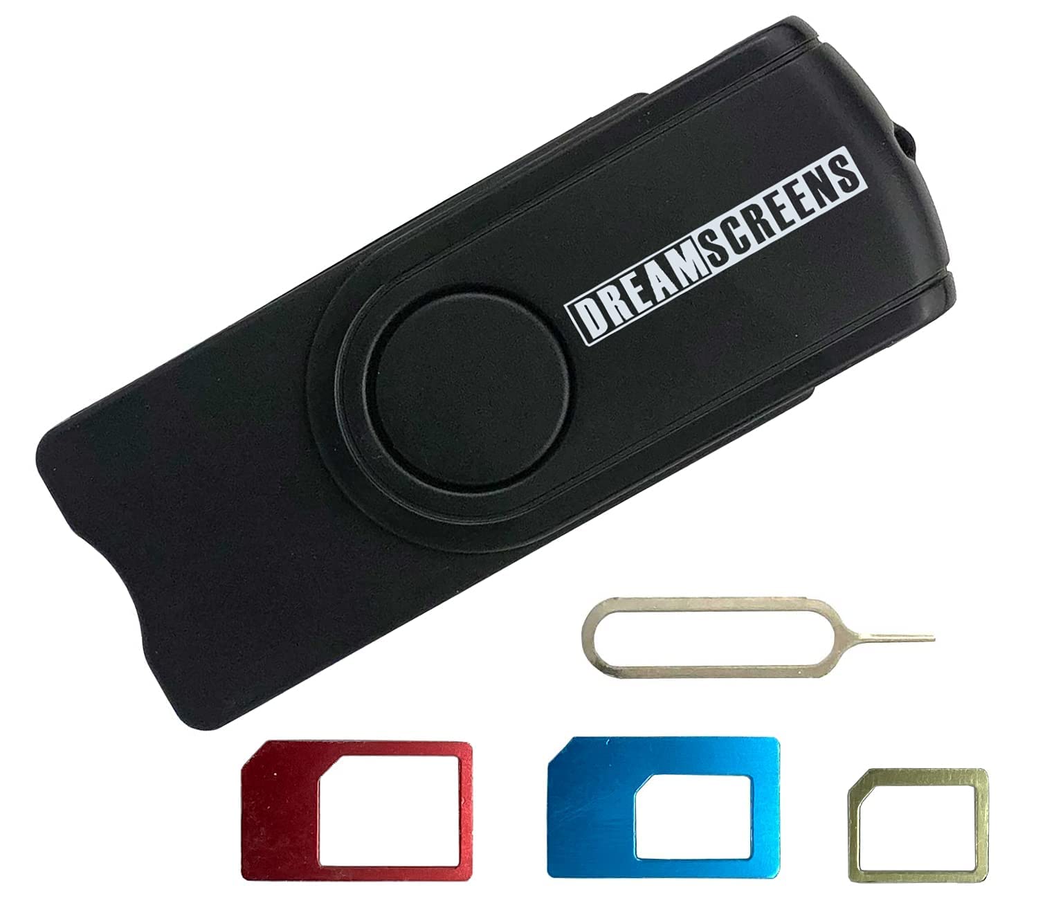 Dreamscreens USB SIM Card Reader Multi-Media SD TF MMC with Micro and Nano SIM Adapters and SIM Editing and Text Recovery Software