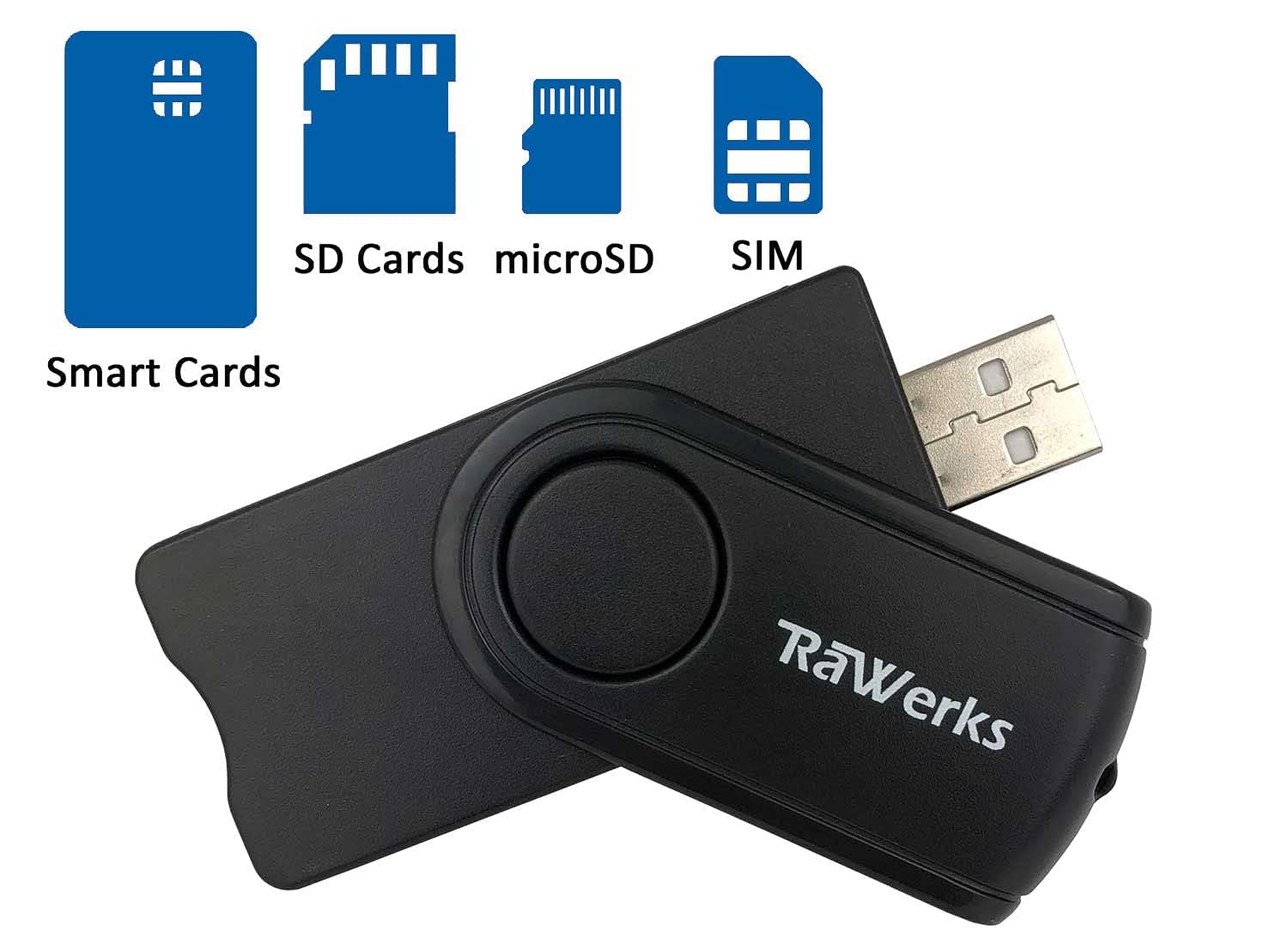 Dreamscreens USB SIM Card Reader Multi-Media SD TF MMC with Micro and Nano SIM Adapters and SIM Editing and Text Recovery Software