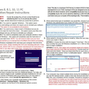 Recovery, Repair & Re-install disc compatible with MS Win 11 64 bit (PC)