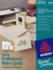 avery avery 3259 ivory embossed note cards for ink jet printers