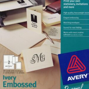 AVERY Avery 3259 Ivory Embossed Note Cards for Ink Jet Printers