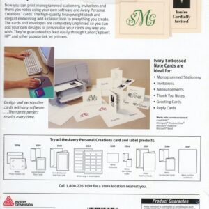 AVERY Avery 3259 Ivory Embossed Note Cards for Ink Jet Printers