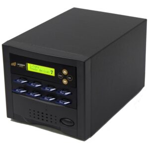 acumen disc 1 to 7 sd duplicator - multiple secure digital & microsd sdhc sdxc micro flash drive memory card copier & sanitizer (dod compliant) system - 35mb per seconds