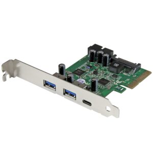 startech.com usb 3.1 pcie card - 5 port - 1x usb-c - 2x usb-a - 1x 2 port idc - internal usb header expansion - usb c pcie card (pexusb312eic)