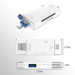 OCUhome SD Card Reader, 6-in-1 Multifunctional USB 3.0 Card Reader Mini Type-C TF-SD Card Reader OTG Adapter for Mobile Phone Black