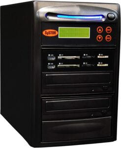 systor 1:1 all-in-one combo flash drive & dvd duplicator - back up usb/sd/cf/ms flash media cards to a single cd/dvd disc - sys-usbsdcf-01