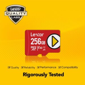 Lexar 256GB PLAY microSDXC Memory Card, UHS-I, C10, U3, V30, A1, Full-HD & 4K Video, Up To 160/100 MB/s, Expanded Storage for Nintendo-Switch, Gaming Devices, Smartphones, Tablets (LMSPLAY256G-BNNNU)